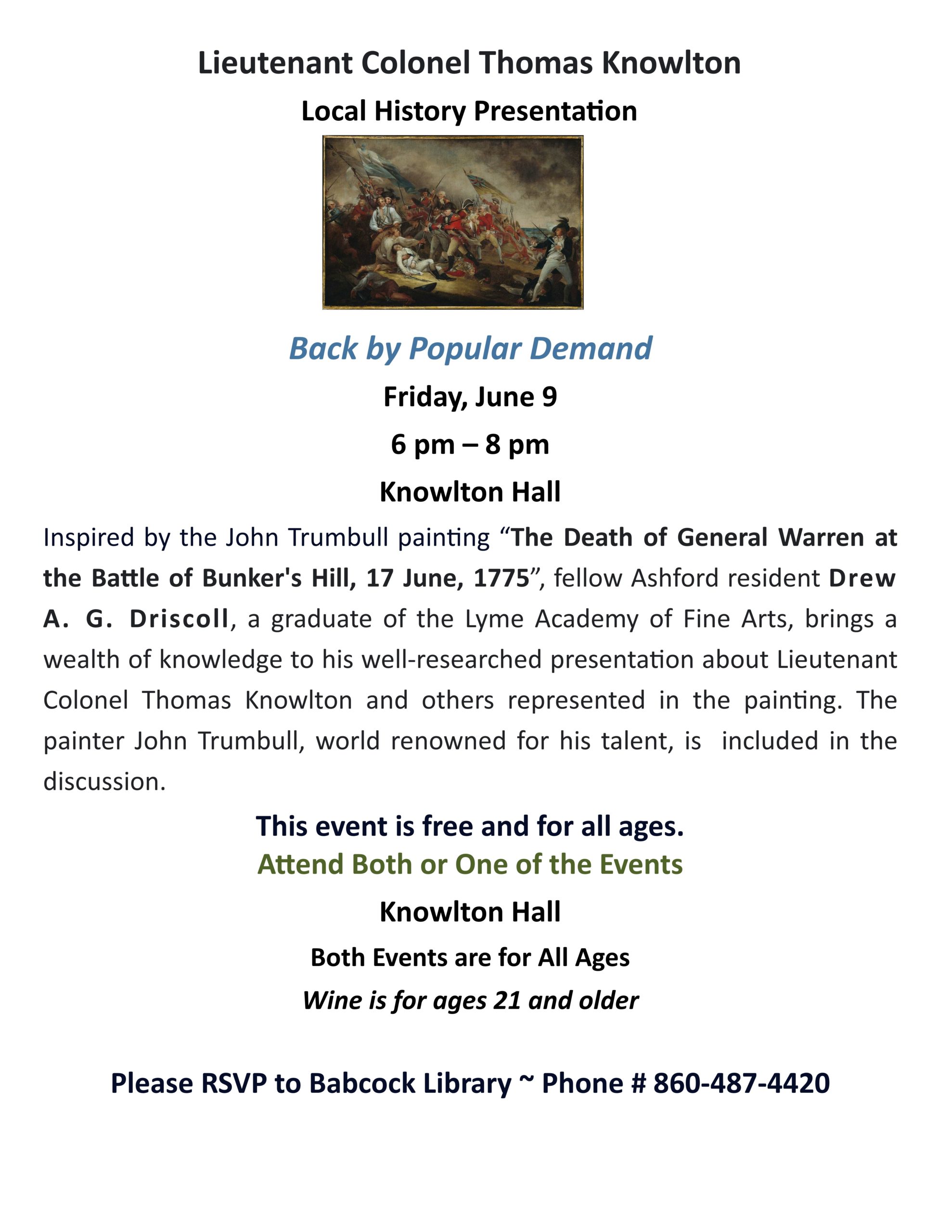 Lieutenant Colonel Thomas Knowlton Local History Presentation ~ June 9 ...